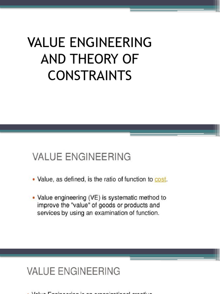 Value Engineering and Theory of Constraints 1 | PDF | Business | Economies