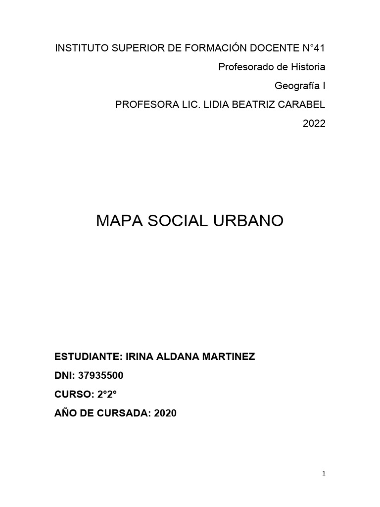 Mapa Social Urbano | PDF