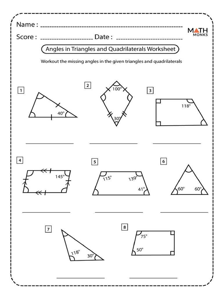 Triangles and Quadrilaterals Worksheet | PDF