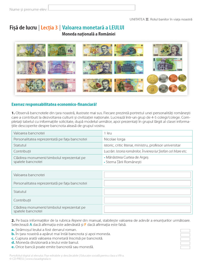 Fisa Editabila 11 - Ed - Sociala - Clasa 8 - CDPRESS | PDF