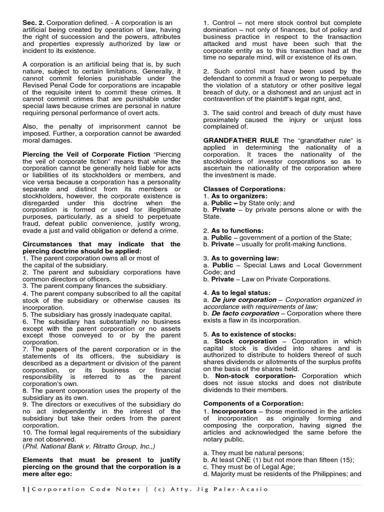 Corp Code Pre Final | Download Free PDF | Corporations | Stocks