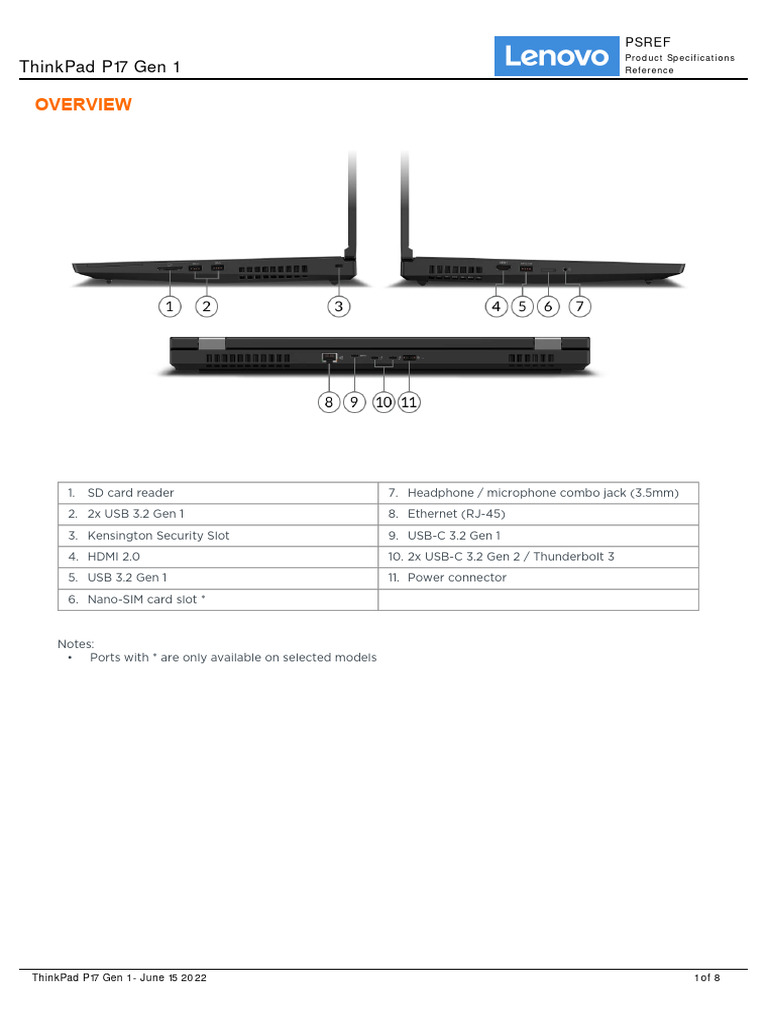 ThinkPad P17 Gen 1 Spec | PDF