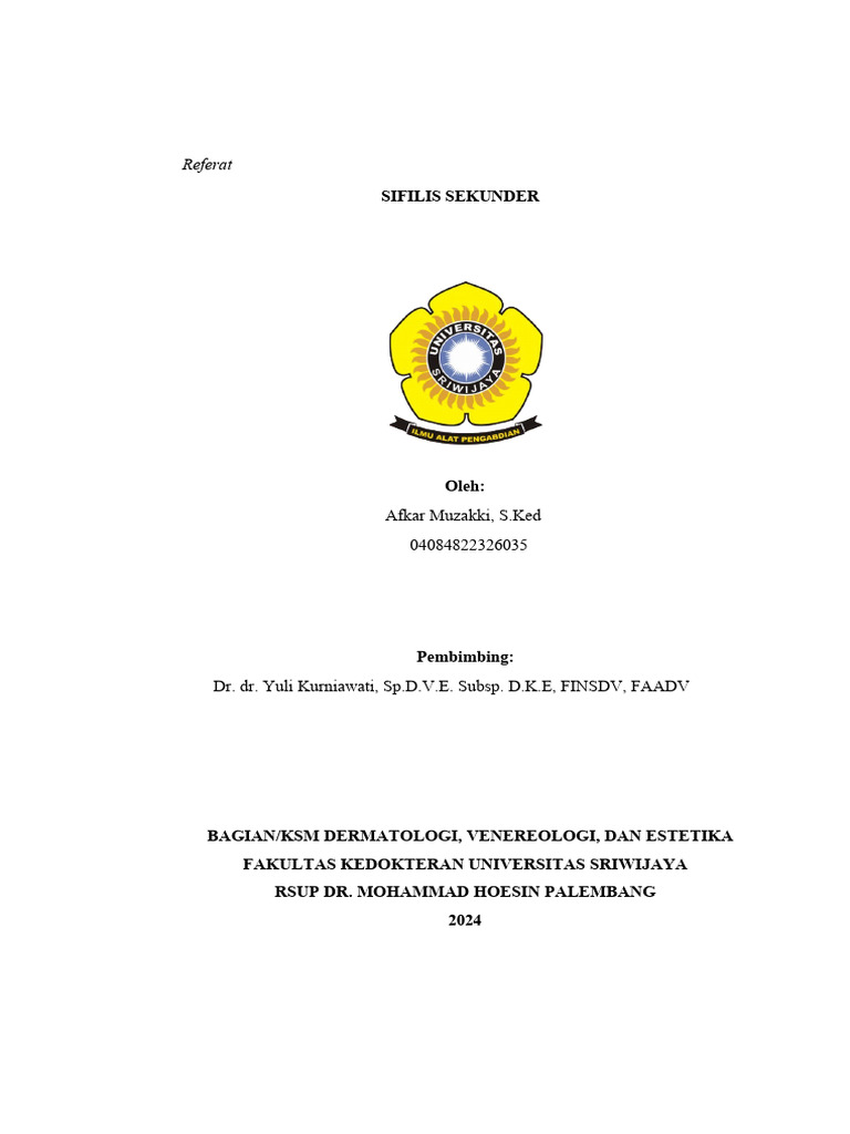 Outline Sifilis Sekunder Afkar | PDF