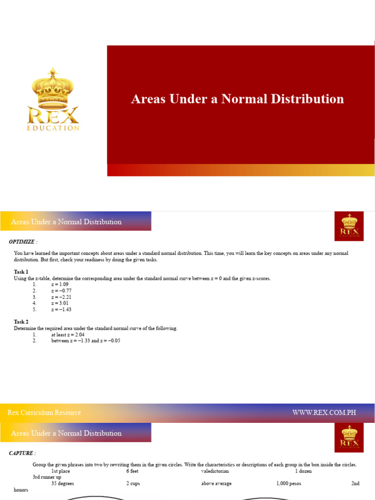 Areas Under Normal Distribution Explained | PDF | Standard Score ...