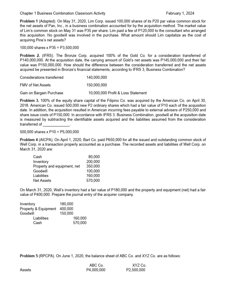 C1 Buscom Classroom Activity With Answers | PDF | Book Value | Equity (Finance)