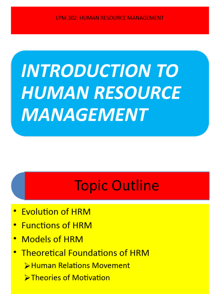 LPM 302 - Introduction To HRM Sem 6 | PDF | Motivational | Motivation