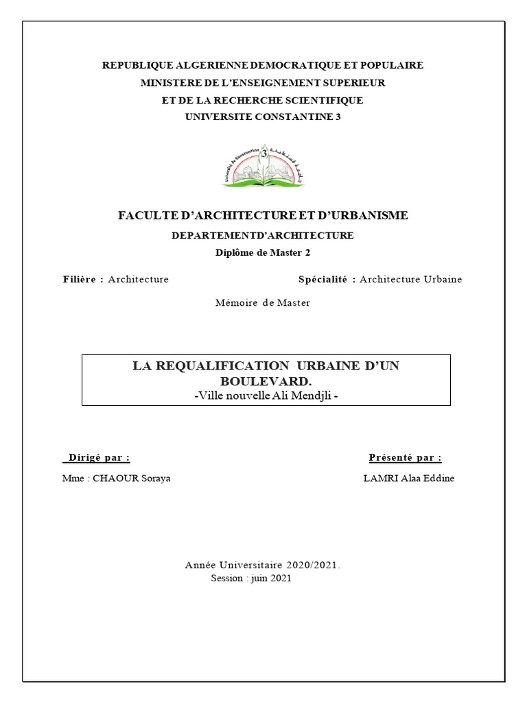 Mémoire Master 2 | PDF | Parcs | Restructuration