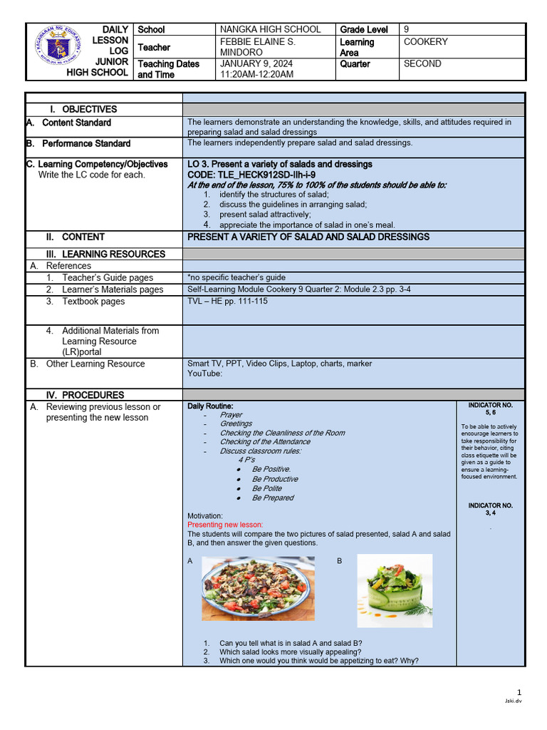 Mindoro Co2 DLL 2023-2024 | PDF | Learning | Teachers