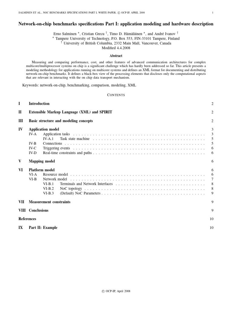 Noc Bench Spec Part1 v03 With XML | PDF | Xml | Xml Schema
