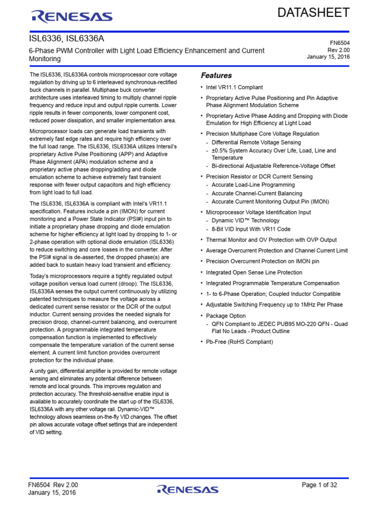ISL6336 Renesas | PDF | Amplifier | Resistor