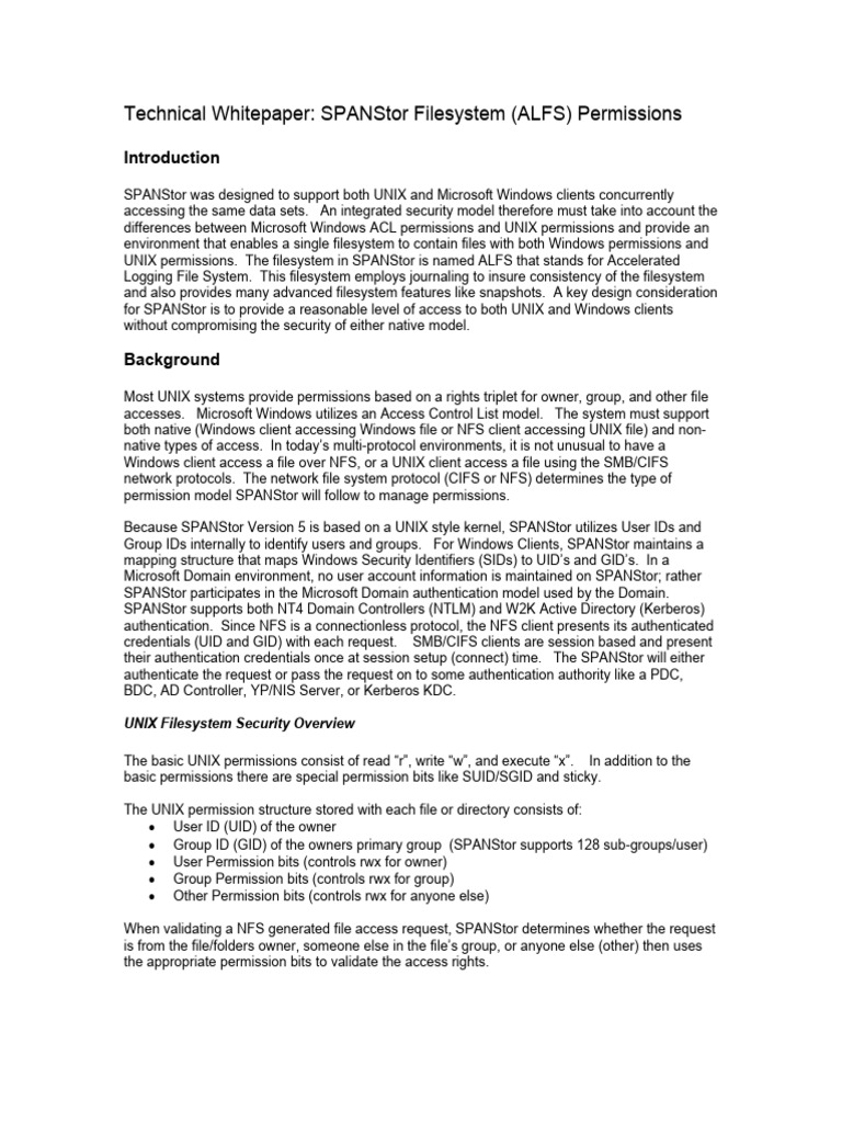 ALFS_Permissions_WhitePaper | PDF | Computer File | Directory (Computing)