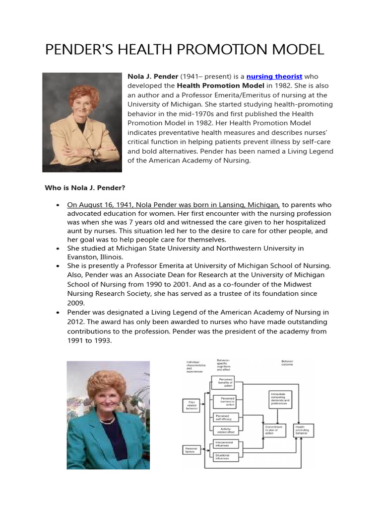 Pender's HPM Notes | PDF | Behavior | Self Efficacy