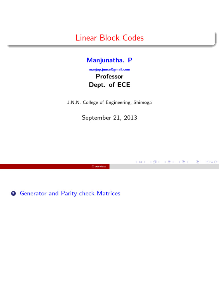 Block Code | PDF | Error Detection And Correction | Linear Map