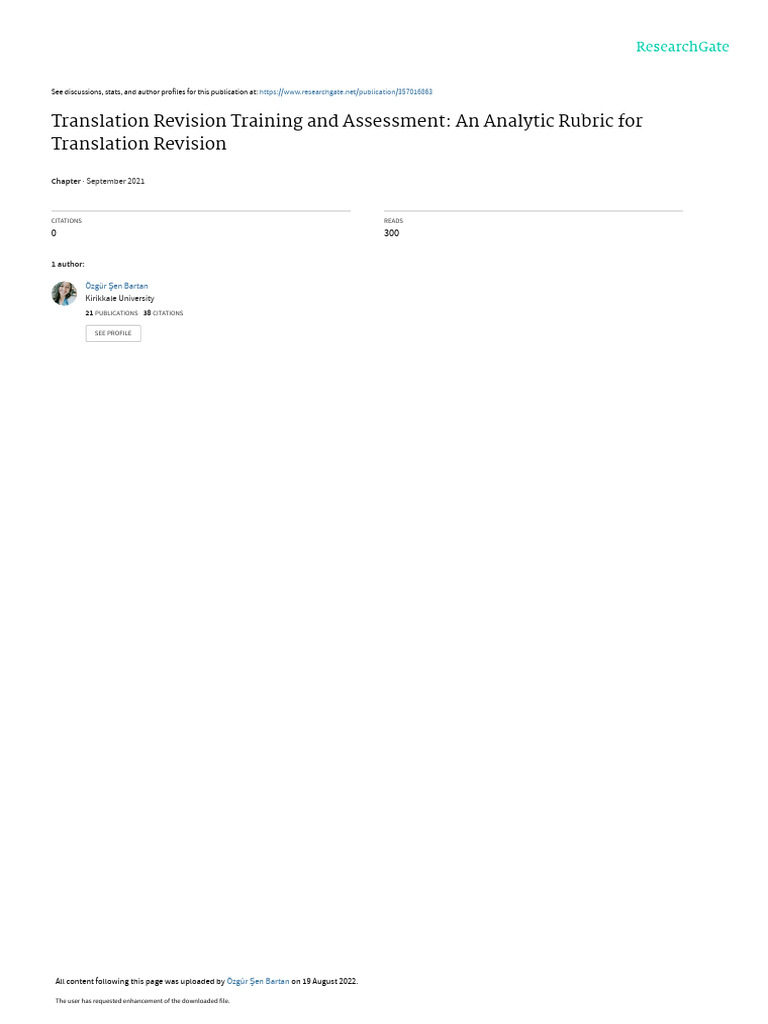 Translation Revision Training and Assessment | PDF