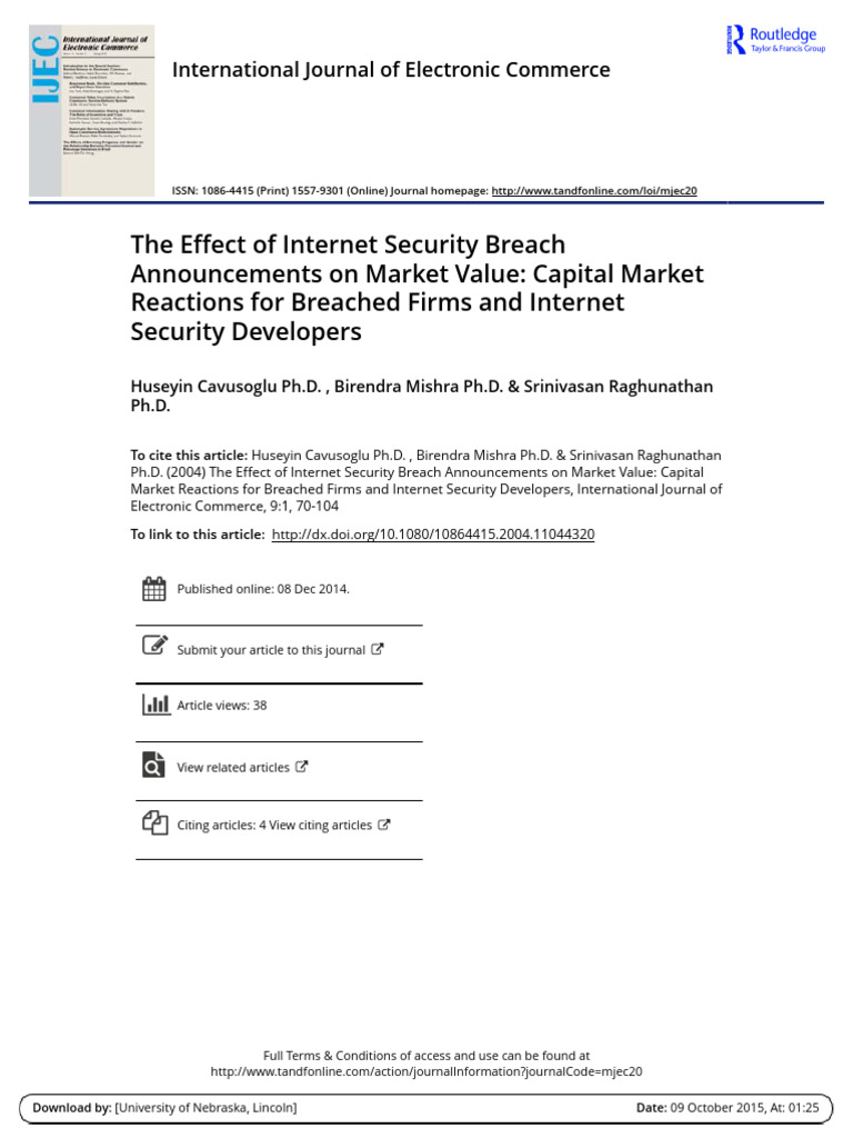 The Effect of Internet Security Breach Announcements On Market Value ...