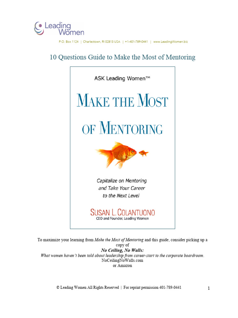 10 Questions Guide To Make The Most of Mentoring | PDF | Mentorship ...