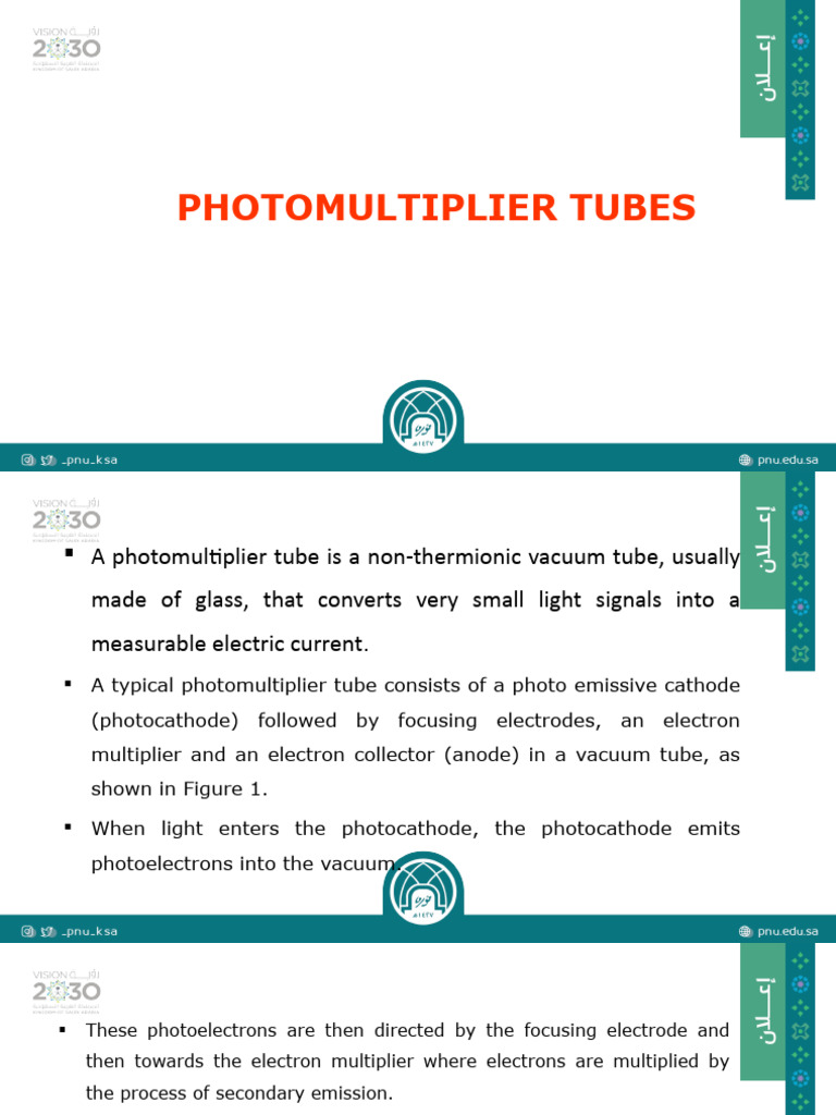 Photomultiplier Tube Overview | PDF | Vacuum Tube | Manufactured Goods