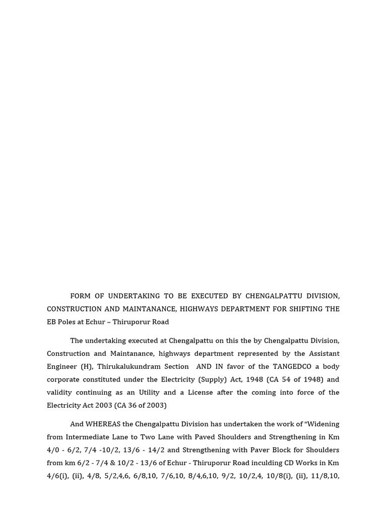 ET Road Km 4.0-14.2 EB Pole Shifting Undertaking | PDF | Employment ...
