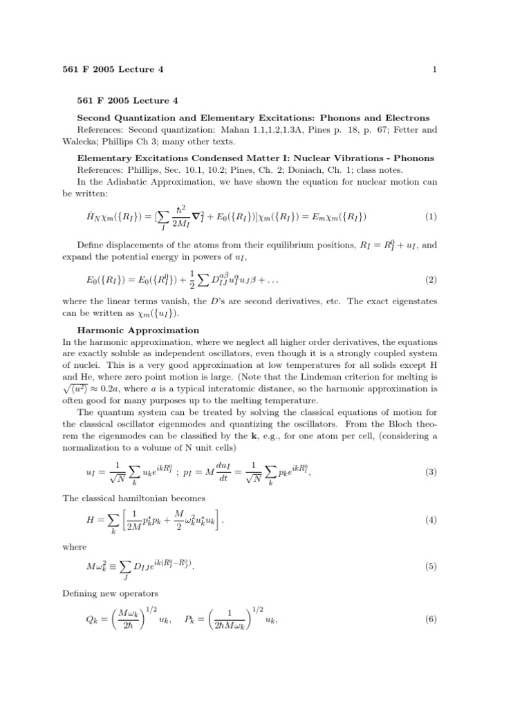 Phonons and Electrons in Quantum Systems | PDF | Phonon | Normal Mode
