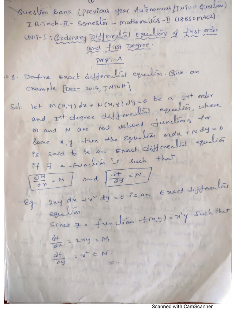 M2 Unit 1 Ques Bank Sols 2020-21 | PDF