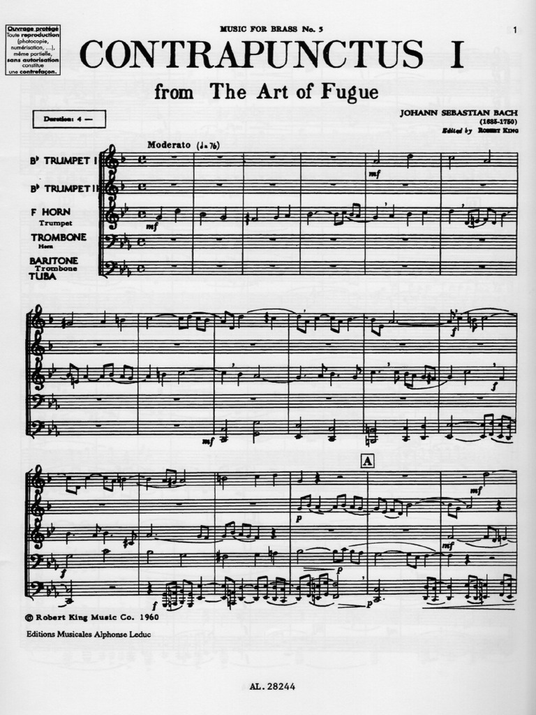 32 Contrapunctus I Score | PDF