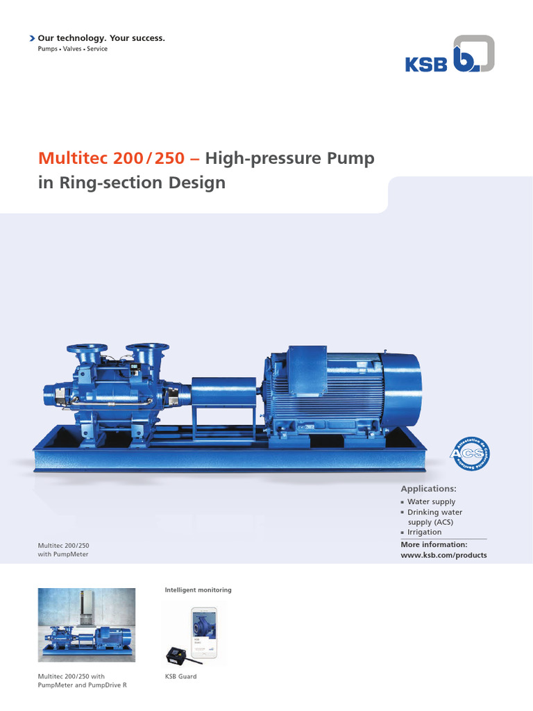 Multitec 200 / 250 - High-Pressure Pump in Ring-Section Design | PDF | Pump | Bearing (Mechanical)