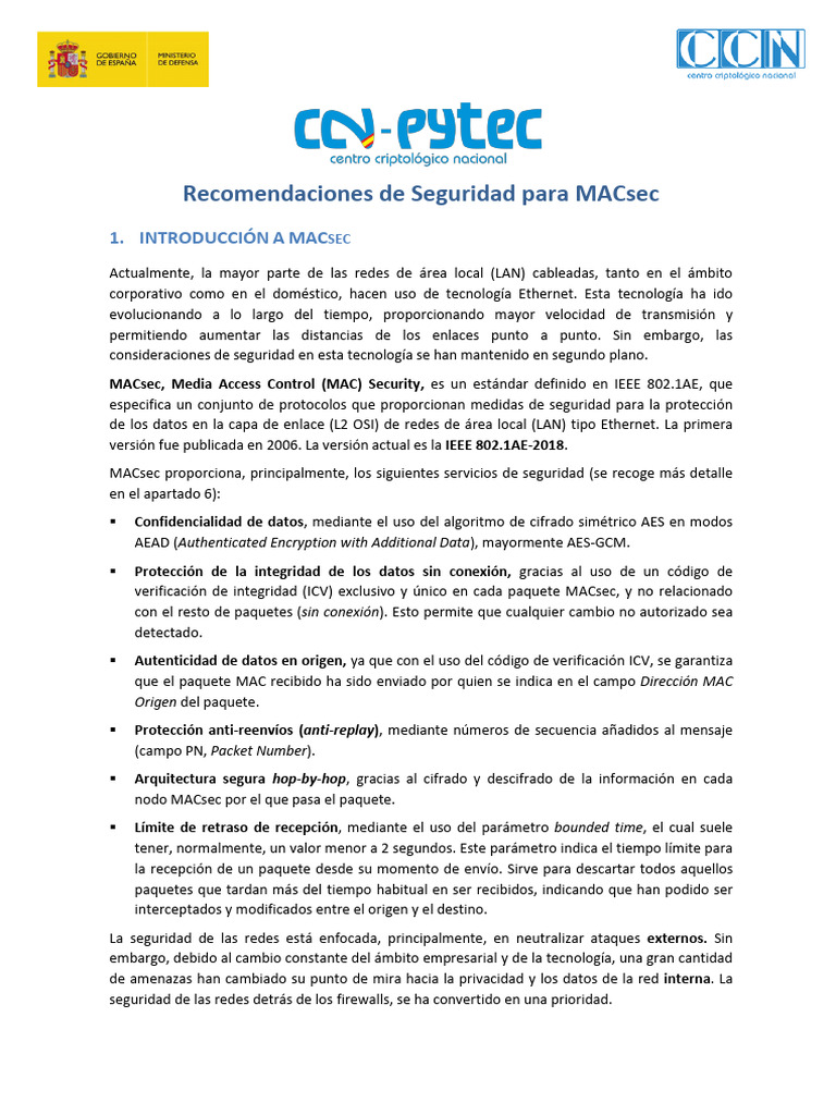 CCN-PYTEC abr2021 Seguridad MACSEC | PDF | Seguridad | La seguridad informática
