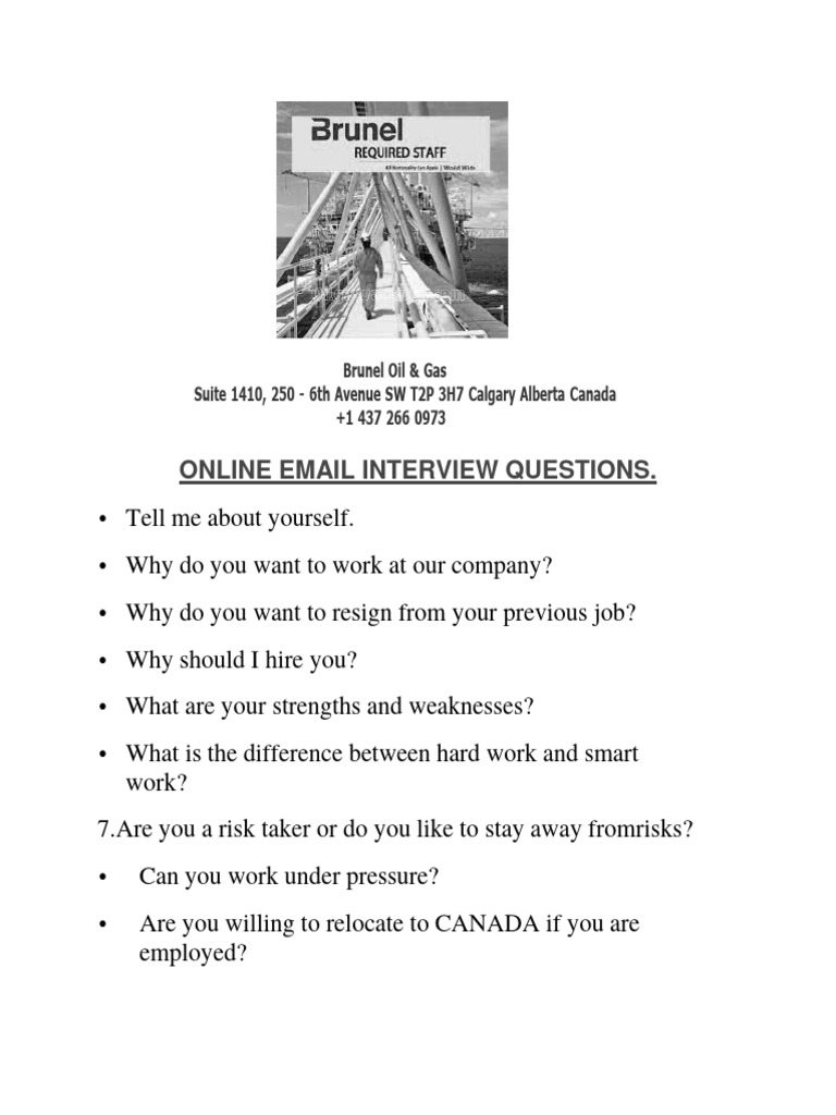 Brunel Oil & Gas Interview Form | PDF