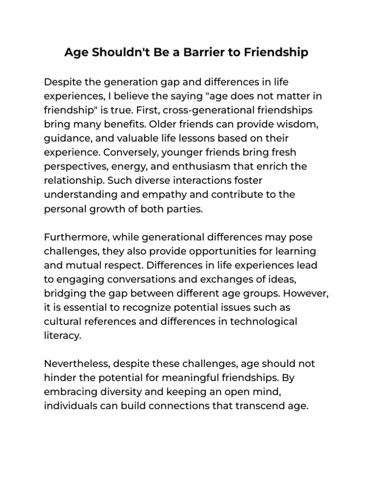 Cross-Generational Friendship Benefits | PDF