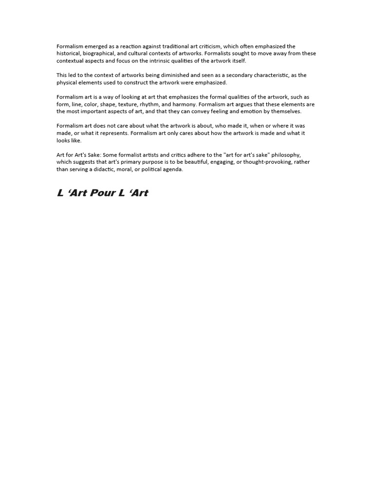 Understanding Formalism in Art Criticism | PDF