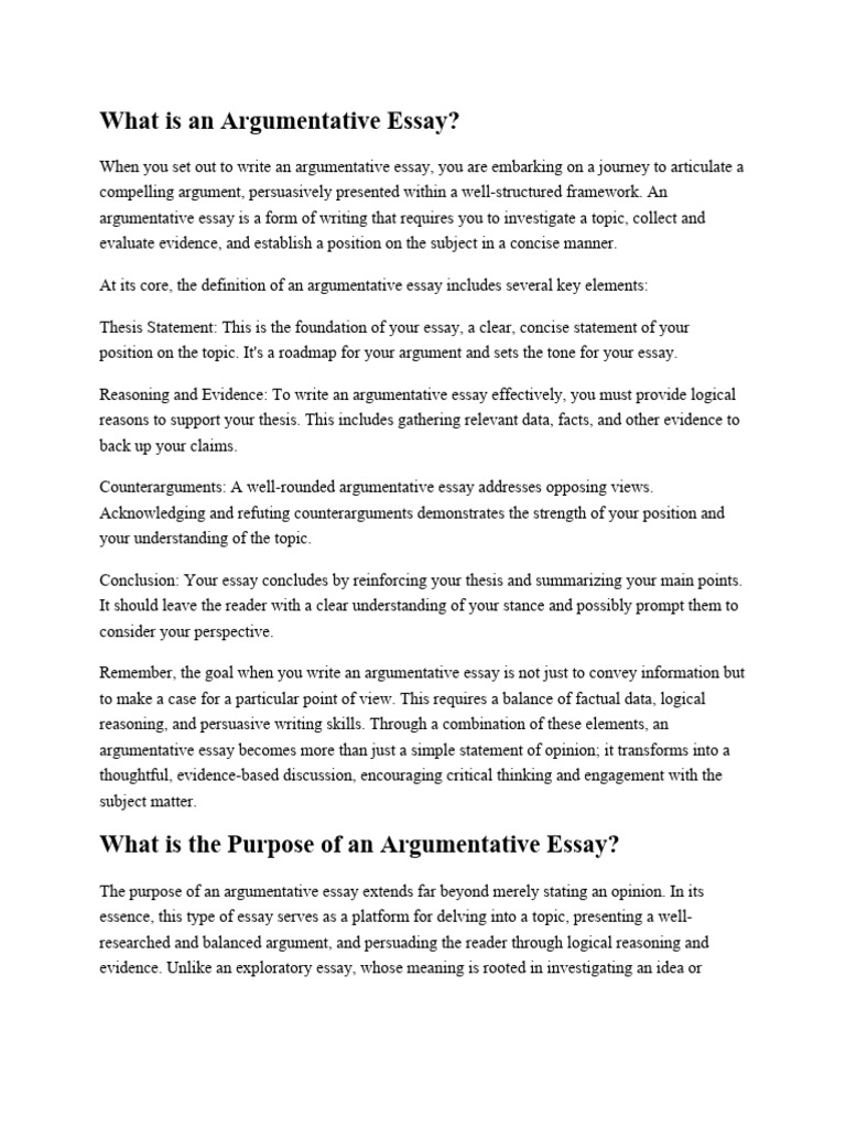 What Is An Argumentative Essay | PDF | Essays | Critical Thinking