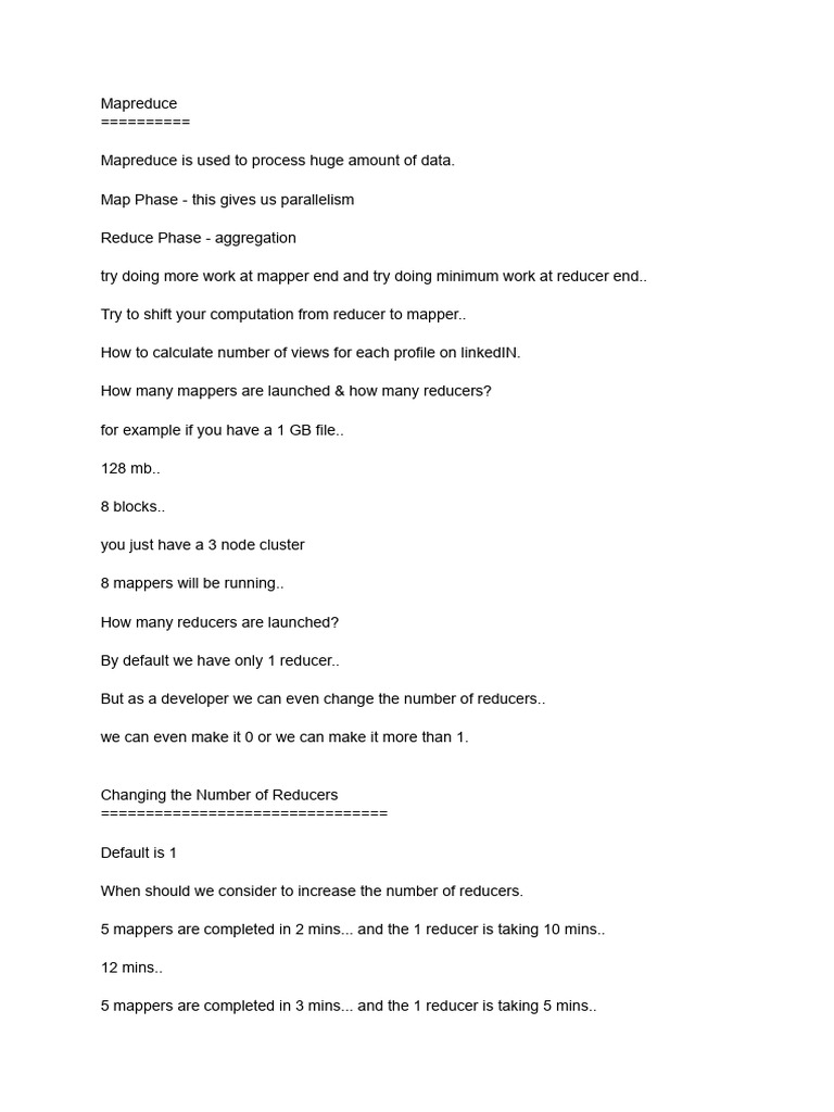MR Running Notes | PDF | Map Reduce | Information Technology Management