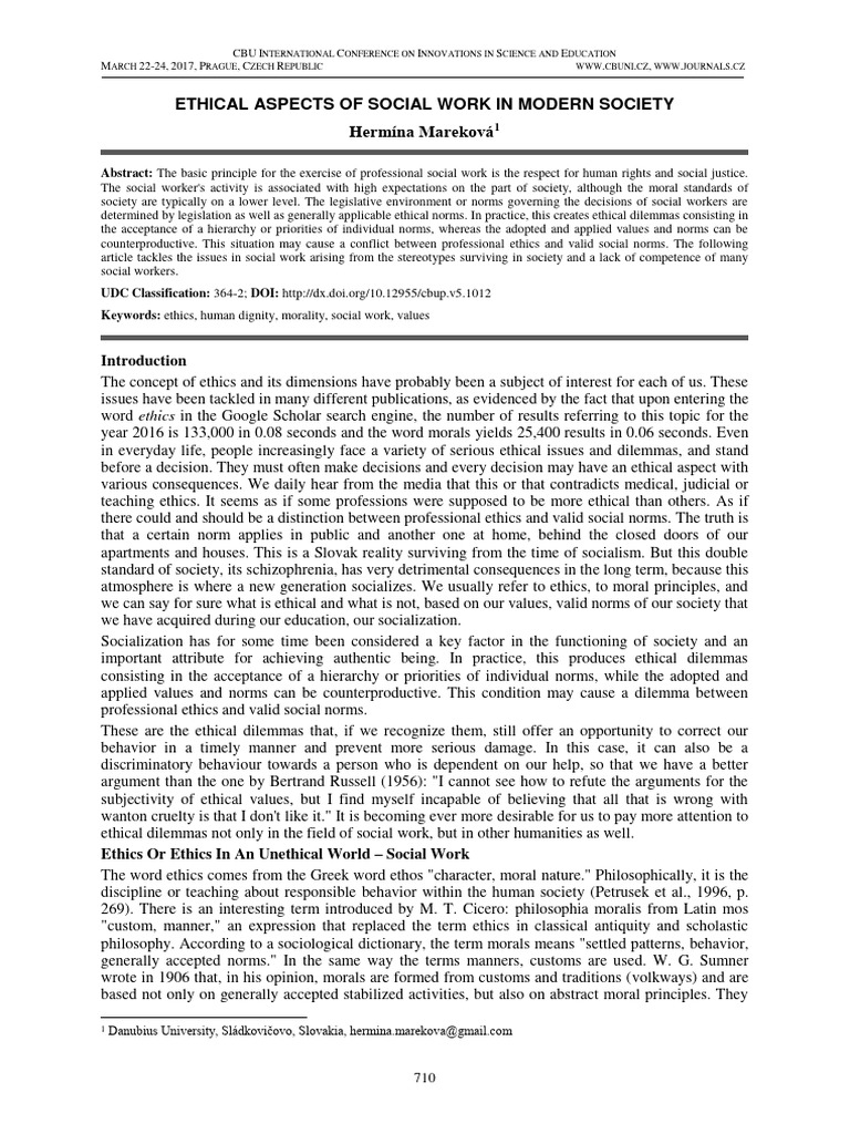 Ethical Aspects of Social Work in Modern Society Hermína Mareková | PDF ...
