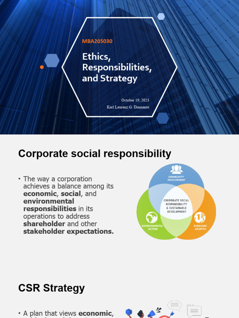 Ethics, Responsibilities, and Strategy | PDF | Corporate Social ...