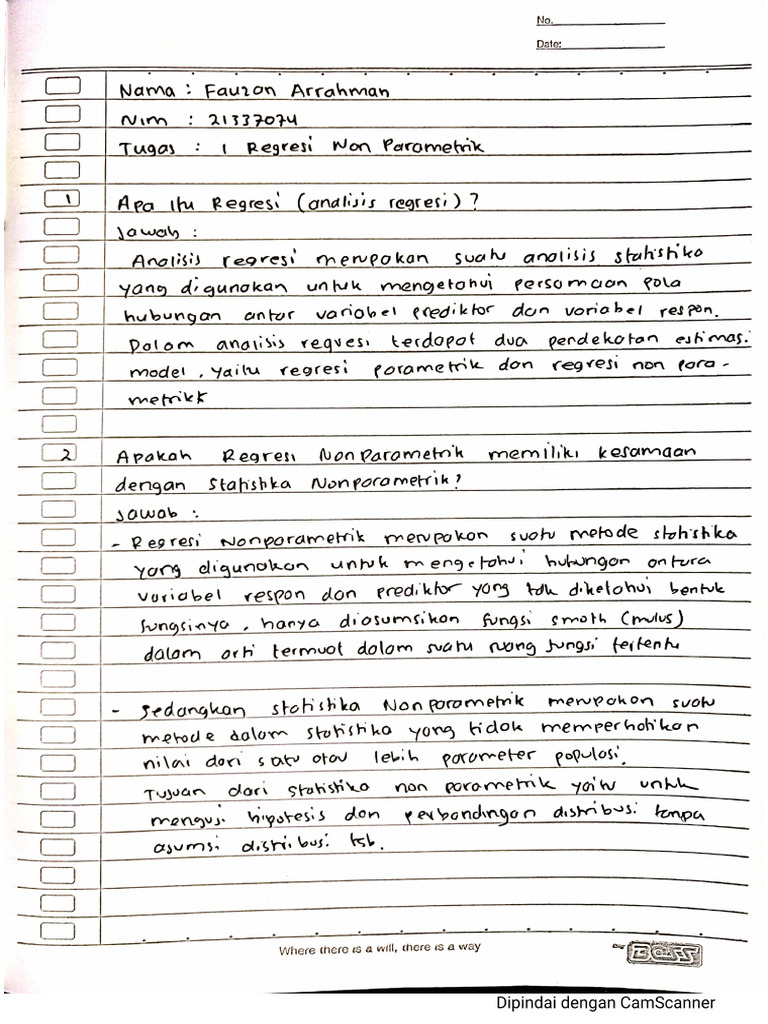 Tugas 1 Regresi Non Parametrik | PDF