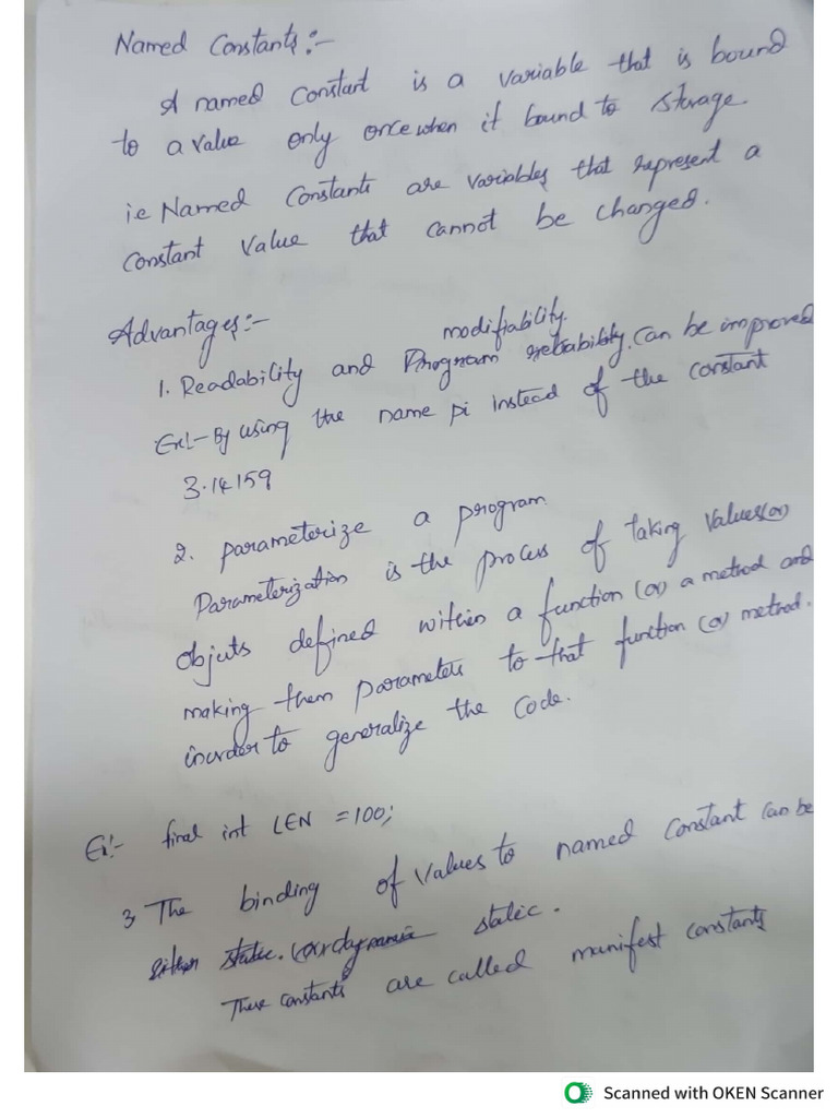 Unit-2 Chpt1 Named Constants | PDF Unit-2 Chpt1 Named Constants | PDF