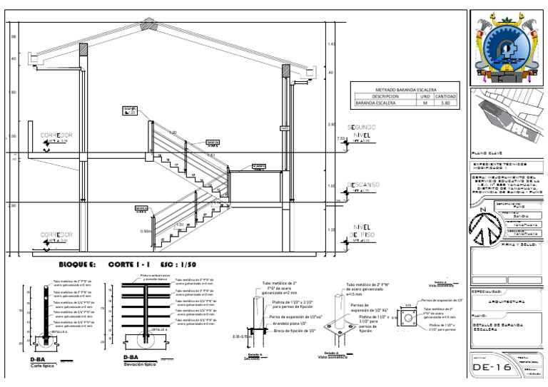 Detalles Arq Baranda Escalera | PDF | Materiales de construcción | Conocimiento procedimental