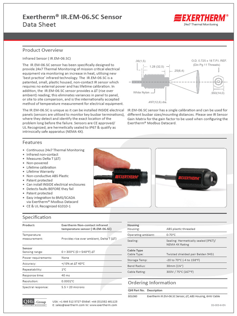 DS-003-6-EN - Exertherm - IR - EM-06.SC Sensor | PDF | Infrared | Sensor