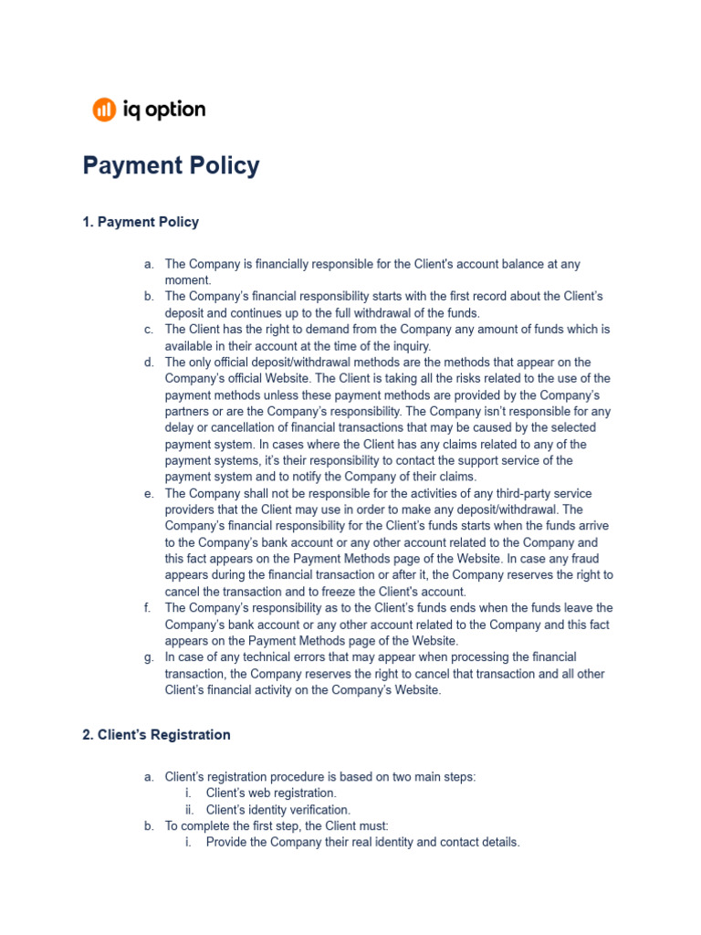 Payment Policy | PDF | Identity Document | Deposit Account