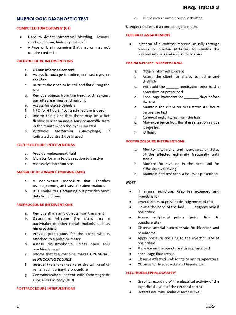 Nuerologic Diagnostic Test | PDF | Magnetic Resonance Imaging ...