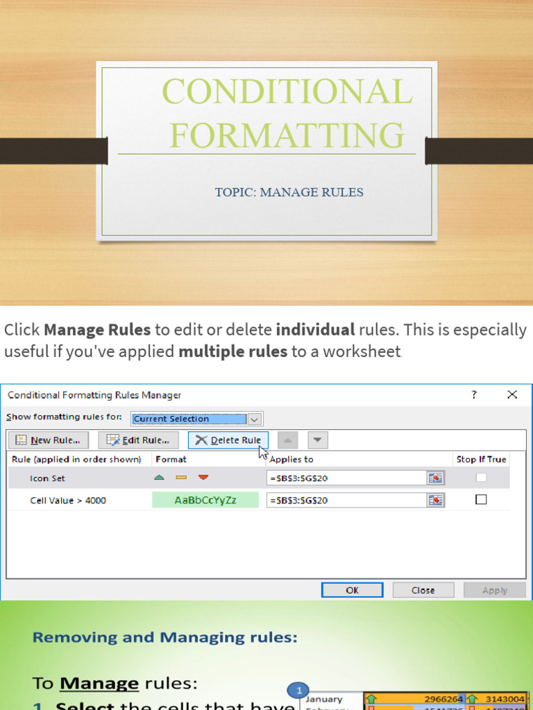Conditional Formatting Presentation Manage Rules | PDF