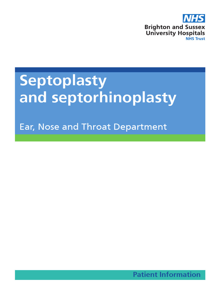 Septoplasty and Septorhinoplasty | PDF | Human Nose | Surgery