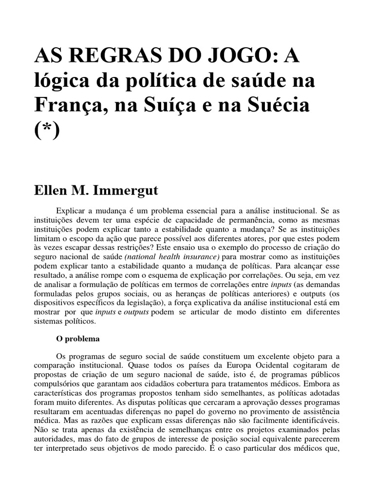 Immergut (1996) - As Regras Do Jogo | PDF