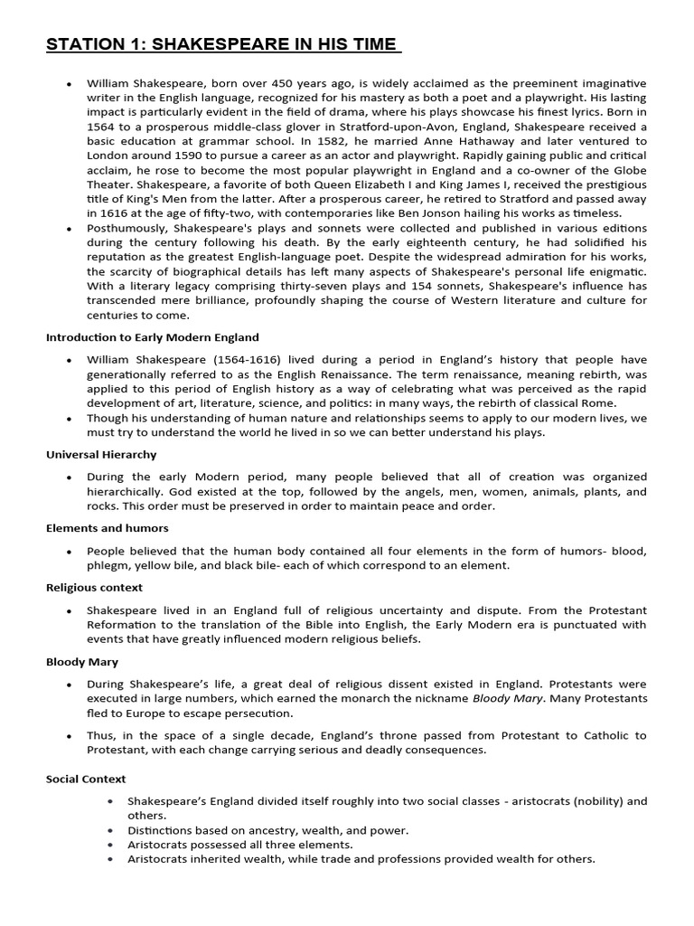 Shakespeare Notes | PDF | William Shakespeare | Shakespeare's Sonnets
