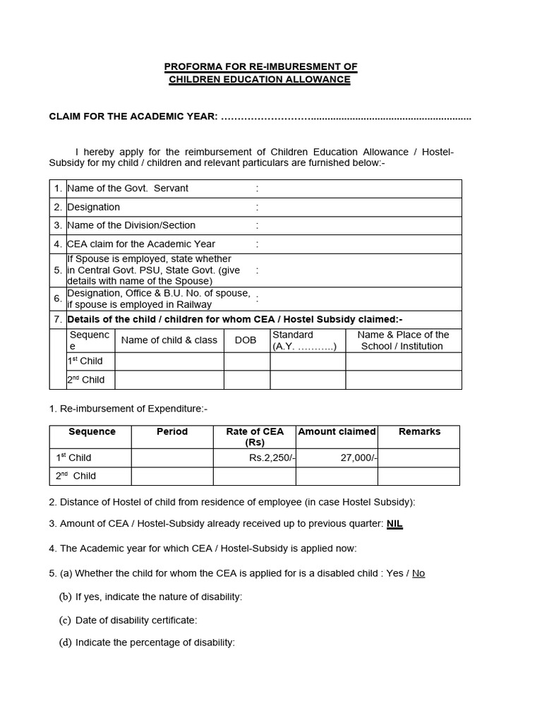 Children Education Allowance Claim2 | PDF | Government | Justice