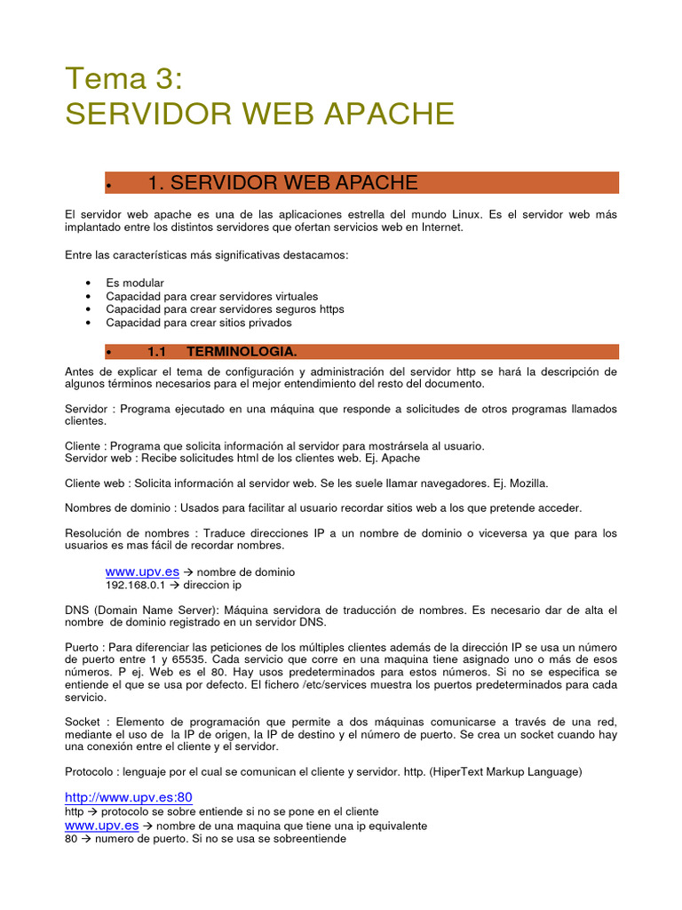Tema 3 - Apache | PDF | Redes | Internet y web