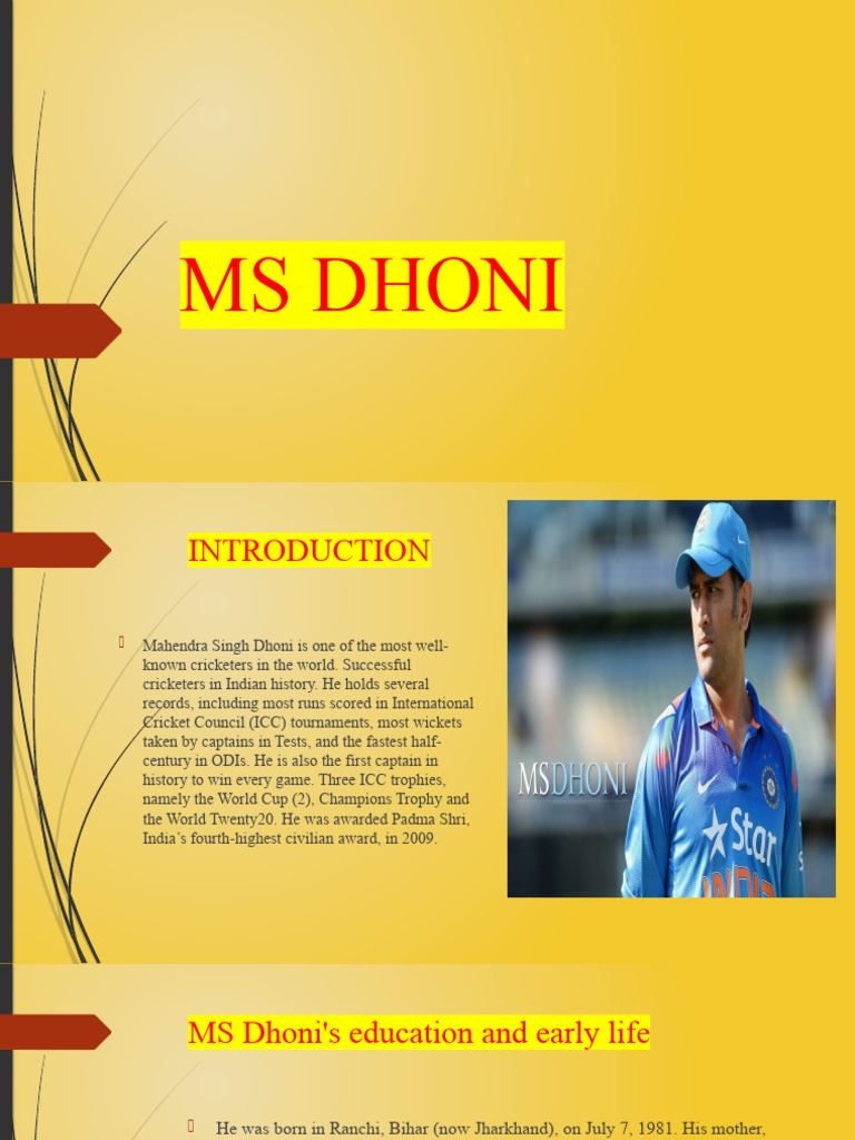 MS Dhoni | Download Free PDF | Cricket Competitions | Athletic Sports