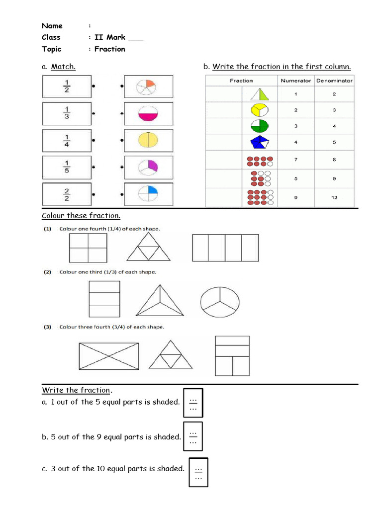 Maths Grade 2 Fraction | PDF