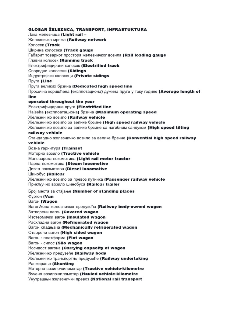 Zeleznicki Glosar | PDF