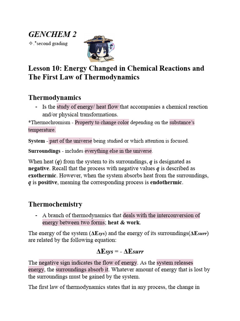 Genchem Reviewer (2nd Grading) | PDF | Gibbs Free Energy | Reaction Rate